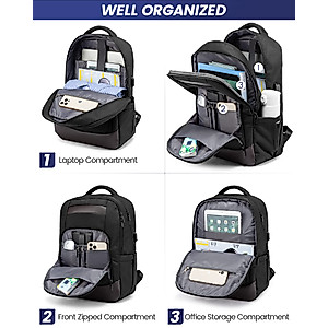 LOVEVOOK Laptop Backpack, 15.6 Inch Durable Water Resistant Anti-theft Business Travel Backpack with USB Port, Mens Professional Multi-function Smart Computer Backpack for Work Commuter College