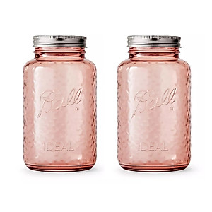 Ball Collectors Edition Vintage Rose Colored Canning Jars, Regular Mouth Quart Jars with Lids and Bands, 32 Oz Each, Pack of 2, 2166214-2PK
