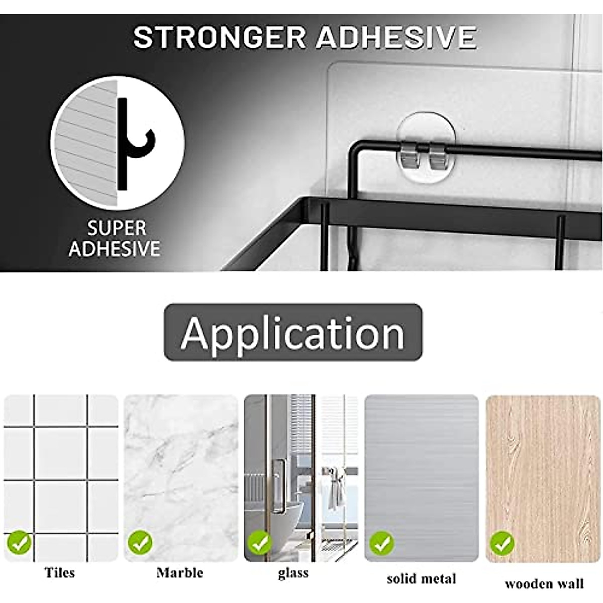 Soap Dish Soap Holder with Hooks for Shower, Rust Proof 304 Stainless Steel, Adhesive No Drilling