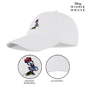 Disney Women's Baseball Cap, Minnie Mouse Adjustable Hat for Adult, White, One Size