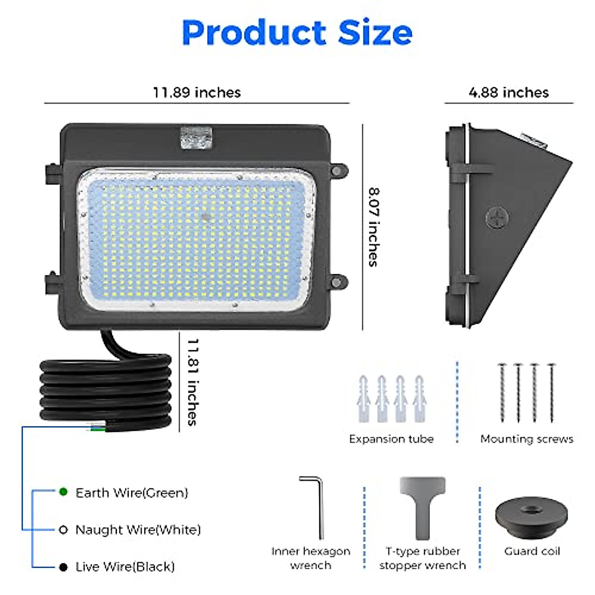 LED Wall Pack Lights 80W Dusk-to-Dawn Photocell 11680LM 110V Outdoor Wall Mount Lamp 800W Equivalent 5000K Daylight Commercial Security Lighting IP65 Waterproof Area Floodlights for Garage Warehouses