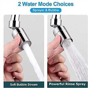 YOXITIXOY YSQ Aerator, 80-Degree Big Angle Swivel, Dual-Function Kitchen Faucet Accessory, Polished Brass & ABS Material, 360° Swivel, Universal Fit (5.59x1.3 inches)