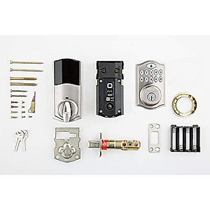 Kwikset 914 Traditional Keypad SmartCode Electronic Deadbolt Smart Lock featuring SmartKey Security and ZigBee 3.0 Technology in Satin Nickel
