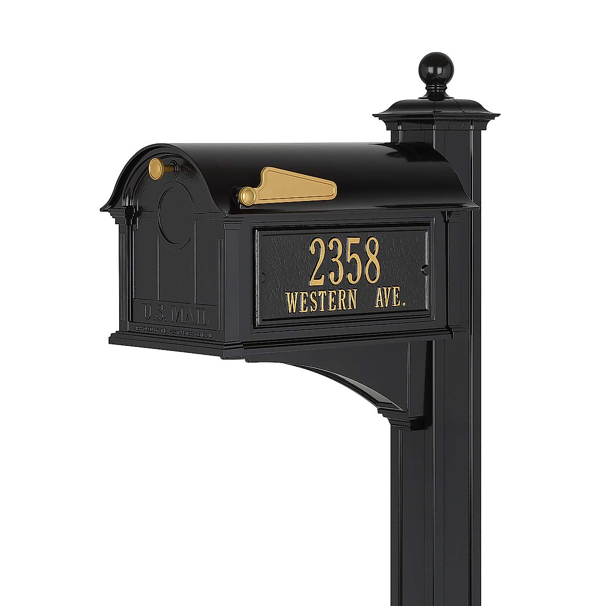 Balmoral Side Plaques Mailbox Post Package -Black