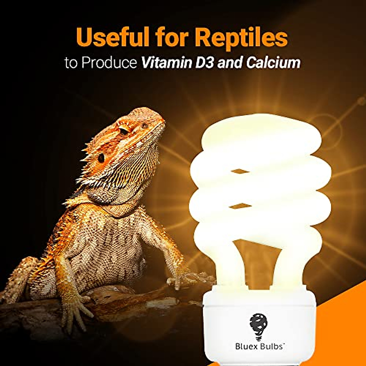 2 Pack 13-Watt Reptile Bulb Desert UVA UVB Light - 10.0 UVB Reptile Light - Compact Florescent Terrarium Bulb Suitable for Desert Reptiles Lizards Bearded Dragons Tortoises CFL UVB Bulb (13 Watt 10.0)