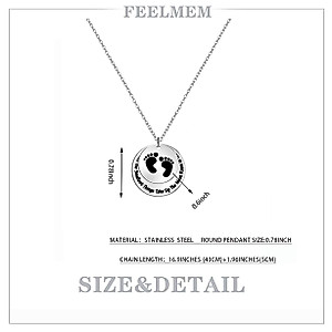 FEELMEM Mom to Be Gift Pregnancy Gift Footprints Keychain Sometimes The Smallest Things Take Up The Most Room in Your Heart Gift for New Mom (necklace)