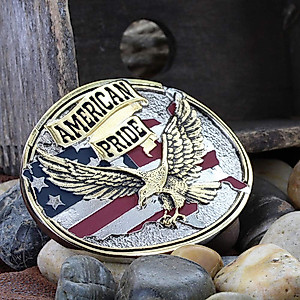 Montana Silversmiths Soaring Eagle Collection Attitude Buckle (American Pride - Full Color)