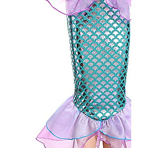 Joy Join Little Girls Princess Mermaid Costume for Girls Dress Up Party with Wig,Crown, Mace 6-7 Years