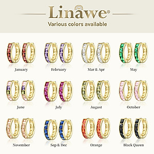 Linawe Gold Hoop, Black Stud Earrings for Women Trendy, Helix Earrings, Moissanite Cubic Zirconia Rhinestone Diamond Huggie Earrings, Piercing Jewelry, Small Mini Tiny Chunky Hoop