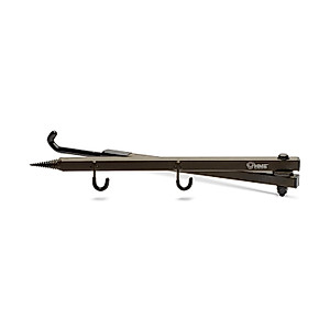 HME Durable Secure Convenient Portable Folding Tree Stand Bow Hanger w/Two Accessory Hooks - Extends to 20", Folds to 10", Olive