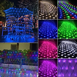 OYCBUZO 300LED Blue Net Lights,14.8ftx5ft 8 Modes Connectable Christmas Mesh Lights, Indoor and Outdoor Fairy String Lights Plug in for Halloween Thanksgiving Bushes Tree Party Garden - Blue