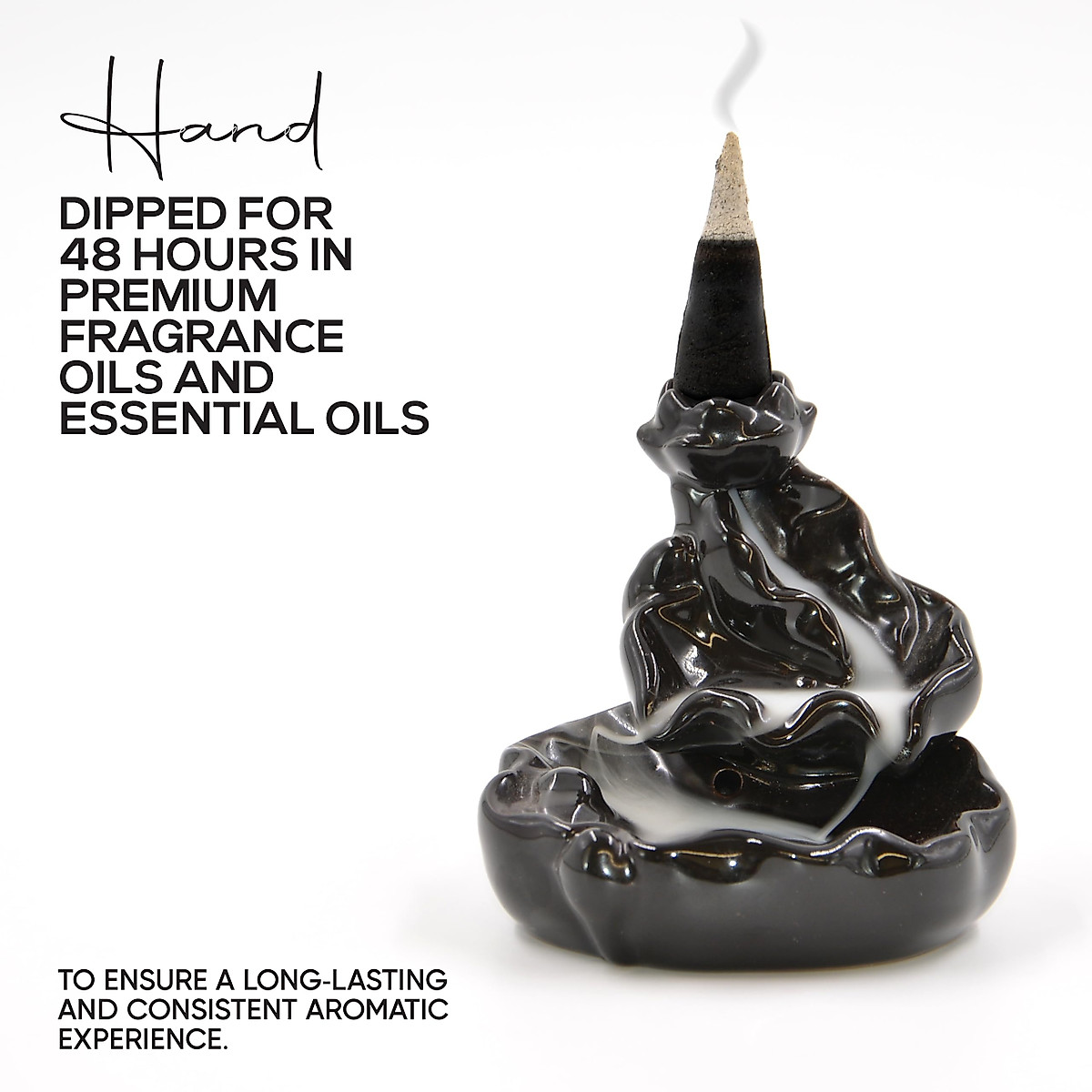 Japanese Cherry Blossom Charcoal Incense Cones 2" BACKFLOW - 60 Pack - Natural Scented Cones Handmade Hand Dipped