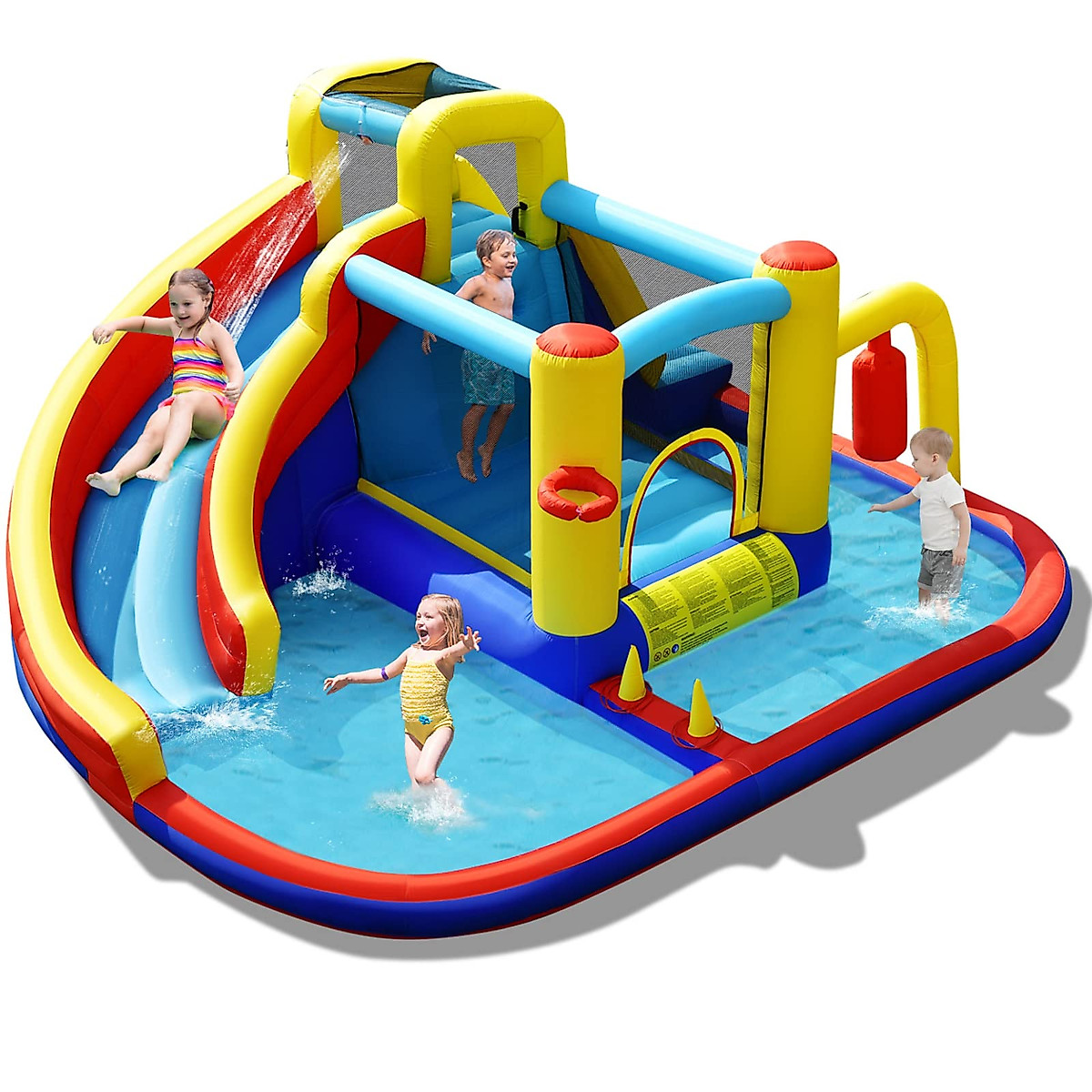 BOUNTECH Inflatable Water Slide, Mega Water Park Bounce House Combo for Kids Backyard Outdoor Fun w/Splash Pool, Climbing Wall, Blow up Waterslides Inflatables for Kids and Adults Party Gifts