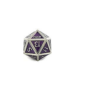 Purple Silver Metal D20 F*** Dice Critical Fail F 20 Sided Die Set DND Blue White Color Number for Role Playing Game Dungeons and Dragons D&D Pathfinder Shadowrun and Math Teaching