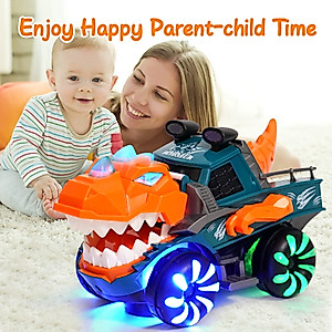 KidsMind Dinosaur Monster Truck for Baby Boy Music and Light Up Toy for Toddlers 1-3,Battery Powered Dino Trucks Toy Ideas for 2 3 4 Year Old Boys Birthday Party