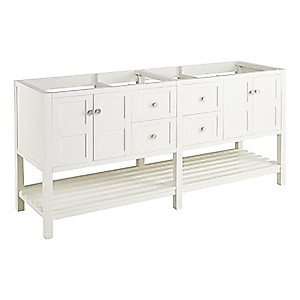 Signature Hardware 952444-RUMB-8 Olsen 72" Free Standing Double Vanity Set with Cabinet, Granite, Marble or Quartz Vanity Top, and Rectangular Undermount Sinks - 8" Faucet Holes