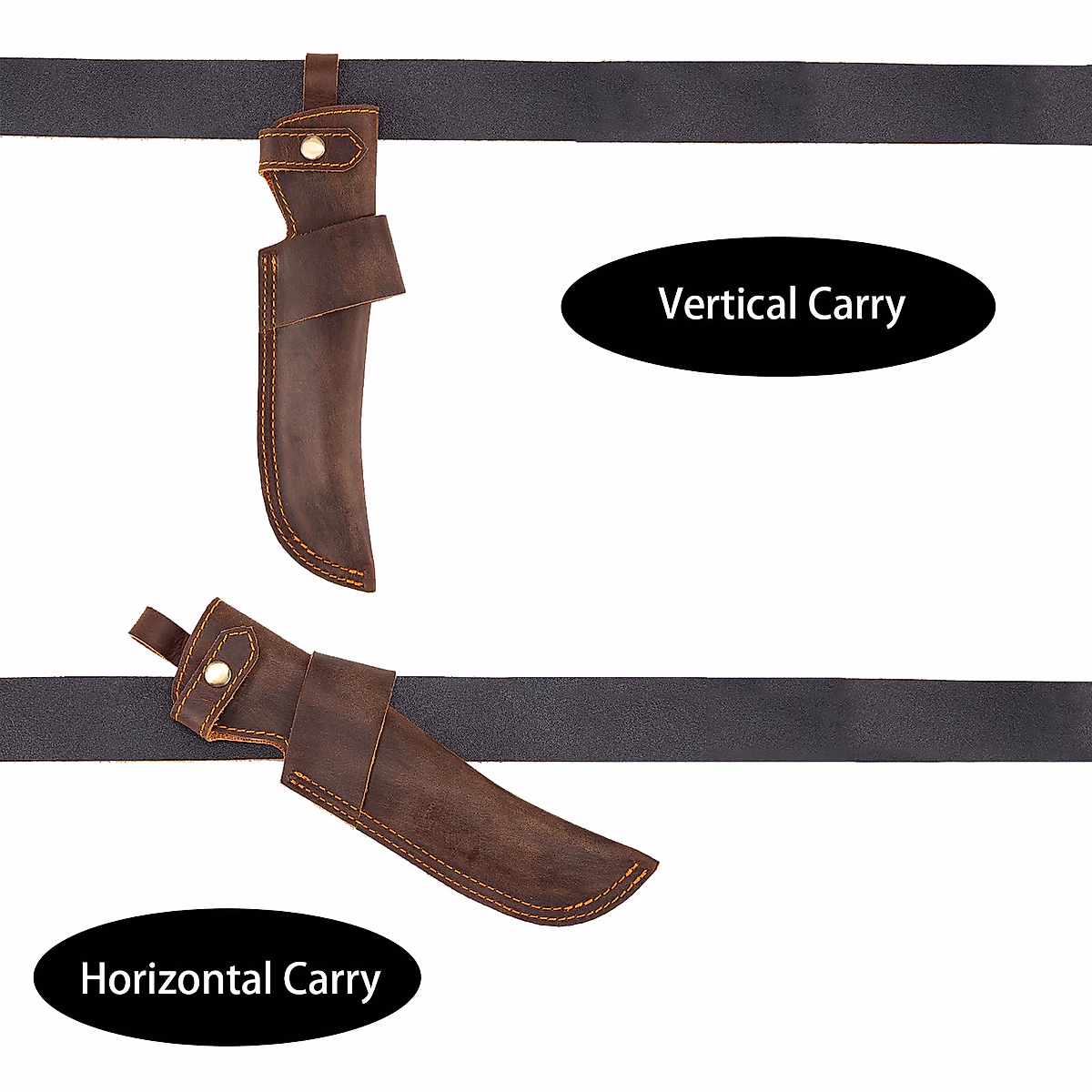 ANEETAFAN Leather Knife Sheath for Belt : Horizontal Knife Holster for Blade Knife,Compact Draw Knife Holster,Sheath for Fixed Blade Knife & Carry Out EDC Belt Organizer for Men Women