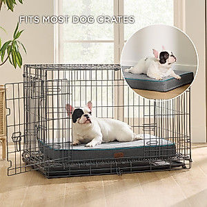 Bedsure Memory Foam Dog Bed for Small Dogs - Orthopedic Waterproof Pet Mat for Crate with Removable Washable Cover and Nonskid Bottom - Water-Resistant Plush Flannel Fleece Top Pet Bed, Grey