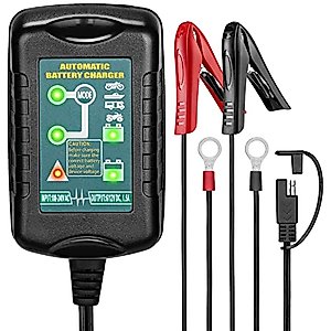 EBL 6V 12V Battery Charger 1.5A Car Charger - Portable Automotive Car Battery Charger Trickle Charger Battery Maintainer with Temperature Compensation for Cars, Motorcycles, Boats, ATVs, RVs