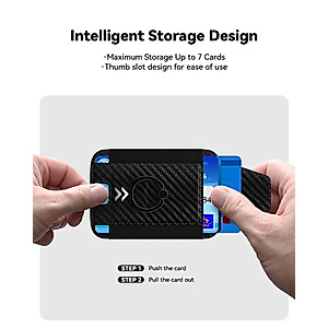 Amzone 3-in-1 Mag Safe Wallet, Leather Wallet with Phone Ring Stand, Mag Safe Wallet with Magnetic Flap for iPhone 15/14/13/12 Series, 7 Card Holder, Carbon Fibre Black