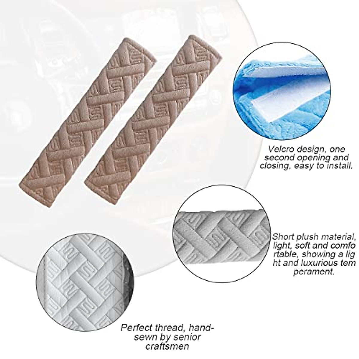 Osilly Car Seat Belt Pads, 2 Pack Soft Furry Seatbelt Shoulder Strap Covers for A More Comfortable Driving, Car Interior Accessories, Universal Harness Pad for All Cars & Backpack Straps (Khaki)