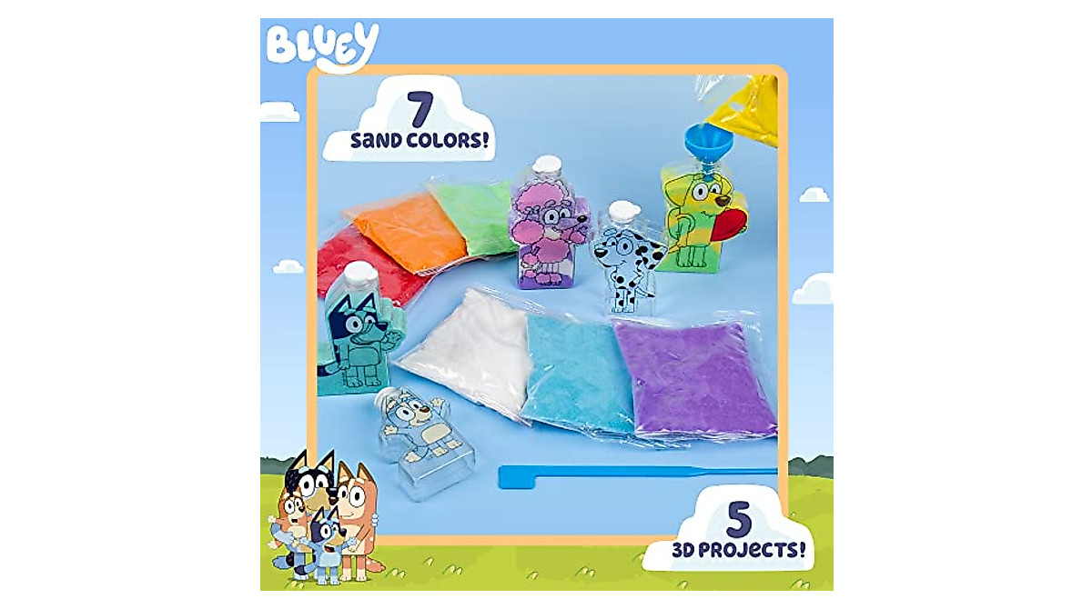 Bluey Sand Art Kit with 5 Bottles & 7 Colors for Kids | Creative DIY ...