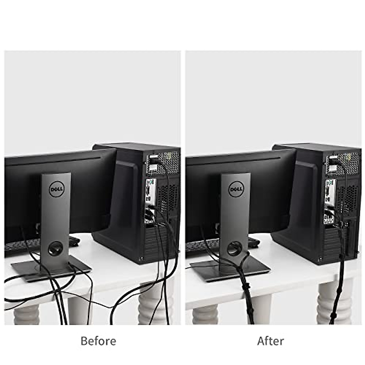 100Pk Reusable Cable Ties Cable Straps, Trilancer 6''x0.47'' Thin Wire Cord Organization Ties with Hook and Loop for Home, Office and Data Centers(Black)