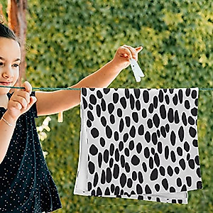 Kigai 2 Pack Black White Leopard Print Hand Towels Set Kitchen Towels Super Soft Highly Absorbent Fingertip Towel for Bath,Kitchen,Gym and Spa