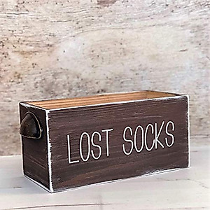 Lost Socks Basket - Farmhouse Laundry Room Decor - Lost Sock Wood Crate - Laundry Room Storage and Organization
