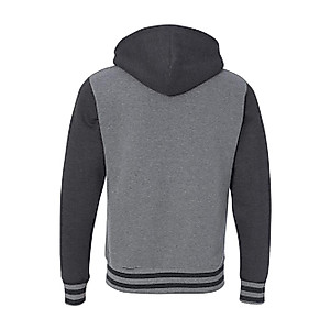 Independent Trading Co. - Heavyweight Varsity Full-Zip Hooded Sweatshirt - IND45UVZ - XL - Gunmetal Heather/Charcoal Heather