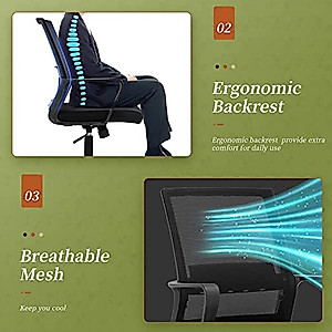 BestOffice Desk Chair for Office which is Ergonomically Made with Cushion, Armrest & Lumbar Support, Nylon (Black)