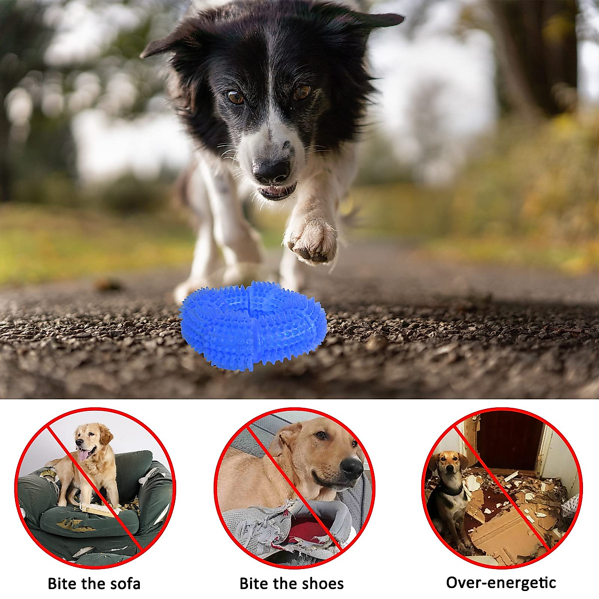 Cdycam Dog Teething Ring Dog Chew Toy, Squeaky Dog Toys for Aggressive Chewers Medium Large Dogs, Rubber Dog Teething Toys