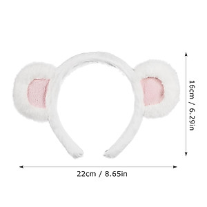 SOLUSTRE Bear Ears Headband Cloth Bear Face Wash Headband Adorable Head Wear for Women and Kids, White