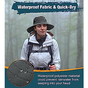 Wmcaps Sun Hats for Men Women, UPF 50+ Wide Brim Waterproof Boonie Bucket Hat for Fishing, Hiking, Garden, Safari, Outdoor Dark Grey