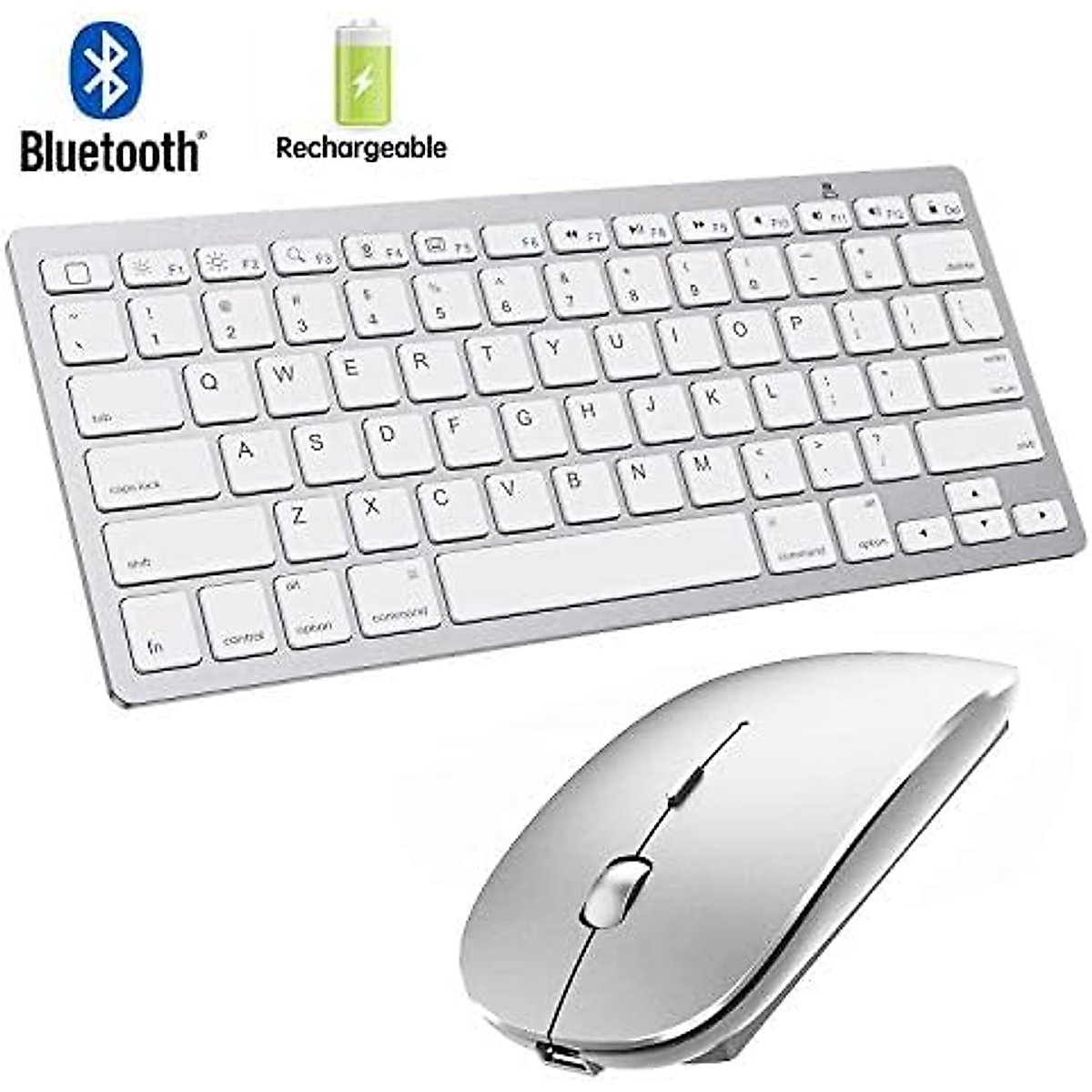 Bluetooth Keyboard and Mouse for iPad and iPhone Bluetooth Keyboard Compatible with iPad/iPad Pro/iPad Air/iPad Mini and Other Bluetooth Enabled Devices (iPadOS 13 / iOS 13 and Above) (Silver)