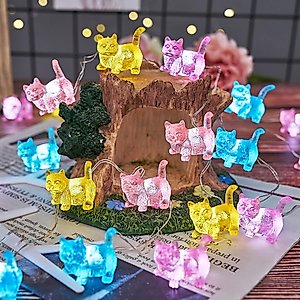 Bartlett Cute Cat Decorative String Lights Indoor Animal Fairy Lights Plug in USB or Battery Operated Unique Festive Kitty Lights 10ft 30LED with Remote for Holiday Birthday Decoration