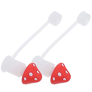 ABOOFAN 2pcs Silicone Straw Caps Mushroom Straw Tip Plugs Reusable Straw Tip Covers Cute Straw Topper Leak-proof Straw Caps for 6-8mm Straws Party Supplies