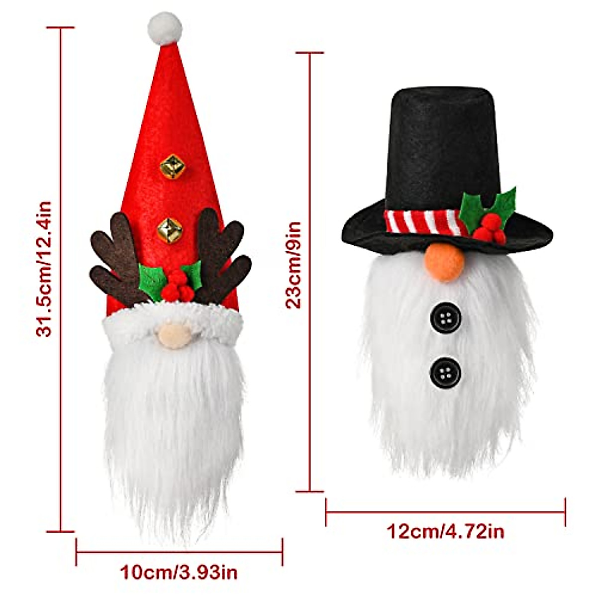 Mocoosy 3PCS Gnome Christmas Wine Bottle Cover Toppers, Christams Tree Snowman Reindeer Santa Hat for Wine Bottle Christmas Table Decorations, Decorative Felt Bottle Gift Bags Xmas Holiday Home Decor