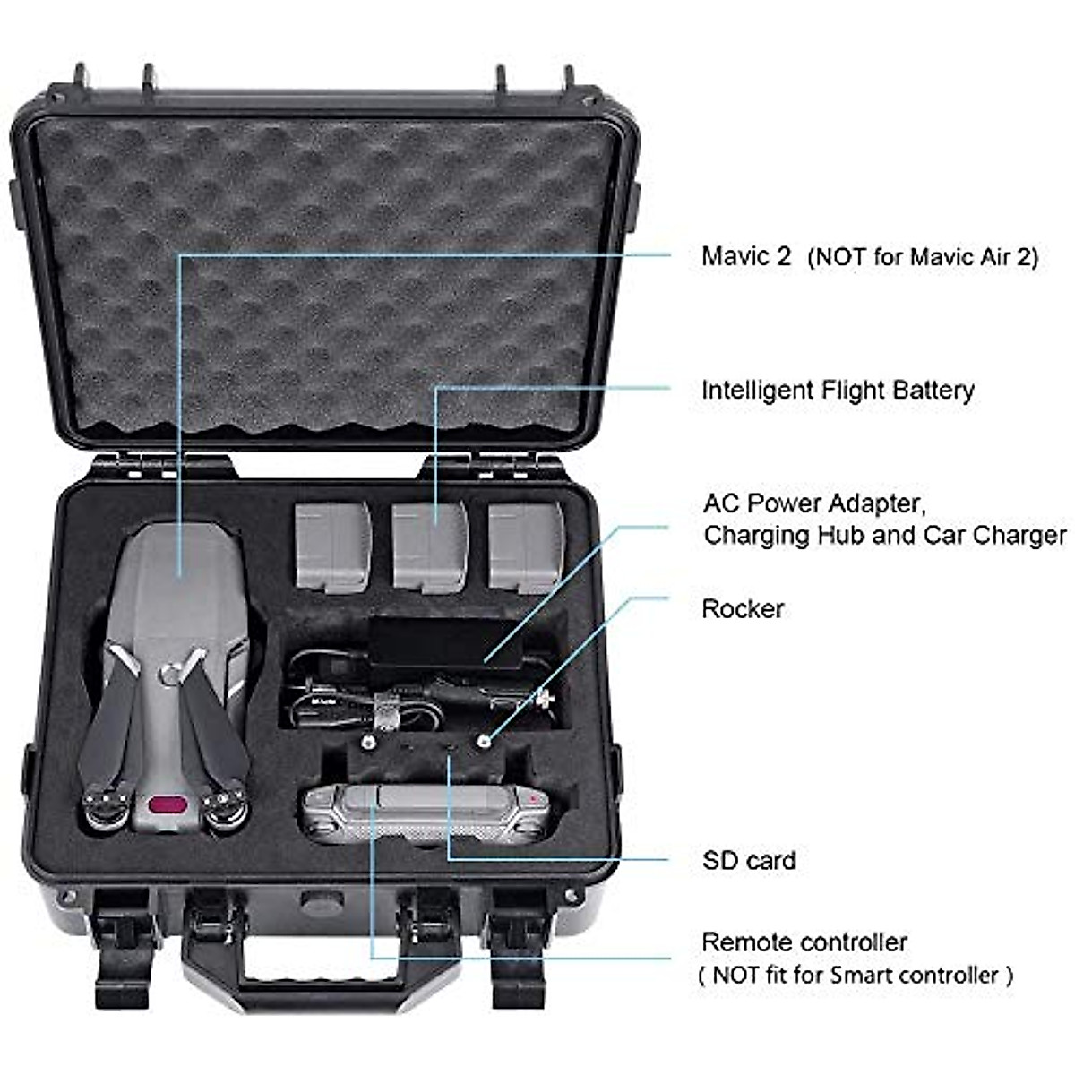 Smatree 13.4L Hard Carrying Case Compatible for DJI Mavic 2 Pro/Mavic 2 Zoom Fly More Combo(Upgrade Edition), Waterproof Hard Case for DJI mavic 2 pro/Zoom and Accessorie(Not fit for Smart Controller)