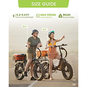 Mukkpet Electric Bike for Adults, Ebike, Foldable 20" x 4.0" Fat Tire Step-Thru Electric Bicycle for Men Women with Peak 750W Motor, 48V 13AH Removable Battery and Dual Shock Absorber