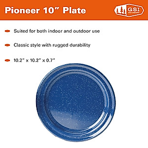 GSI Outdoors Pioneer 10.375 Inch Camp Dinner Plate with Stainless Rim for Camping or Cabin