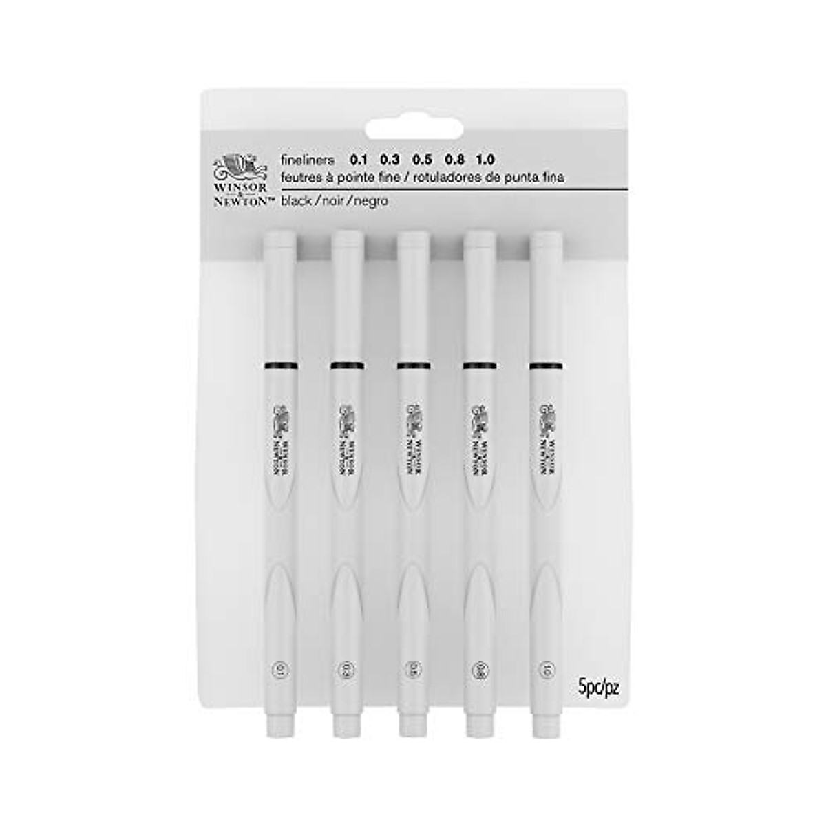 Winsor & Newton Fineliner Fine Point Pen Set, Assorted, Set of 5, Black