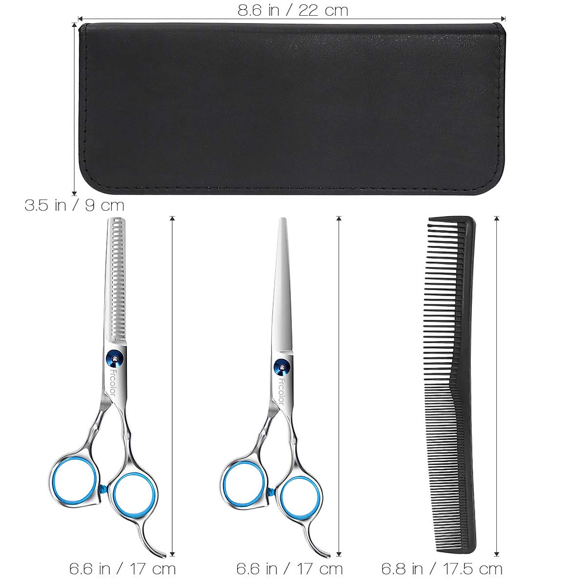 Hair Cutting Set, Professional Haircutting Barber Thinning Hairdressing Shears Set with Black Leather Case and Salon Cape
