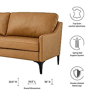 Modway Corland Upholstered Leather, Sofa, Tan