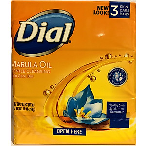 Dial Skin Care Bar - Marula Oil - Gentle Cleansing - 4 OZ (113 g) Per Bar - 3 Count Bars Per Package - Pack of 4 Packages