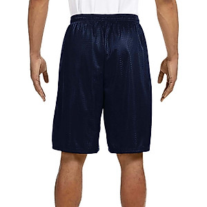 Hat and Beyond Mens Lightweight Basic Mesh Solid Basketball Jersey Workout Fitness Gym Shorts (Large, 1ihb01_Navy)