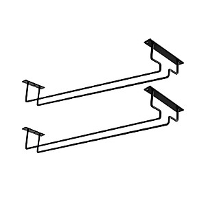 MATILODI 2 Pack 15.8-Inch Long Single Rail Metal Wine Glass Rack - Under Cabinet Stemware Wine Glass Storage Holder with Screws - Wire Wine Glass Hanger for RV Cabinet Kitchen Bar (Gold, 2)