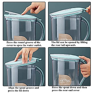 Berglander Fridge Door Water Pitcher With Lid Perfect for Making Tea, Juice And Cold Drink, 71 OZ Water Jug Made of Clear PET, No Smell Clear Fiber Glass Carafe BPA free