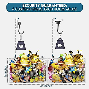 Stuffed Animal Storage Ideas, Stuffy Storage, Stuffed Animal net or Hammock, Kids Wall Corner Stuffed Animals Toy Hammock , Holder, Bear Organizer, Basket, Stuff, Zoo, Hardware Included (White)