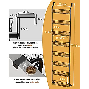 TIMEBAL 8 Tier Over the Door Pantry Organizer, Over the Door Organizer and Storage Rack with 8 Full Baskets, Metal Hanging & Wall Mounted Kitchen Storage Spice Rack, Bathroom Over Door Organizer-Black